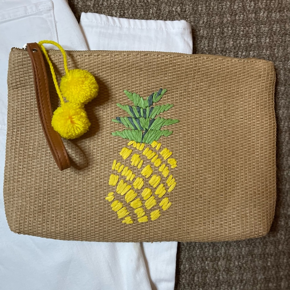 Unique Woven Straw Clutch With Pineapple And Yellow P… - Gem